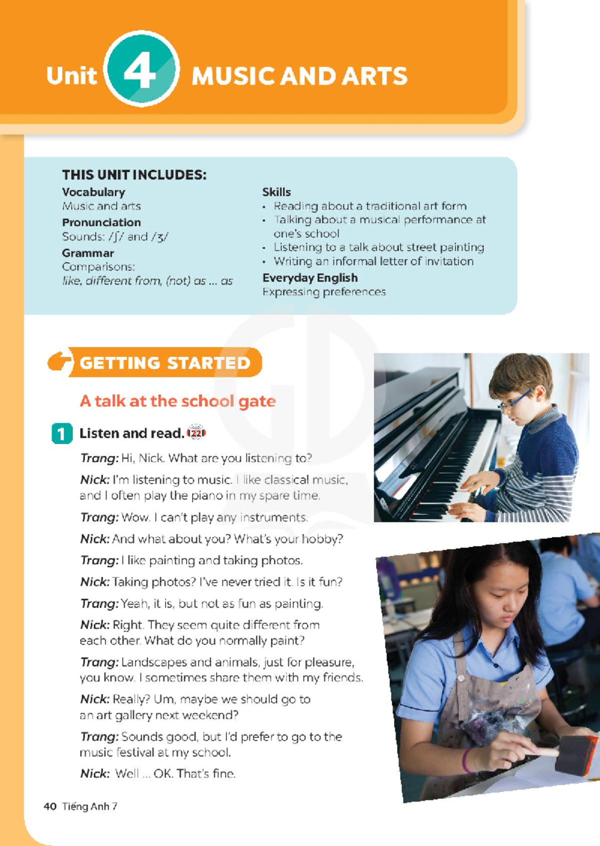 Unit 4: Music and Arts - Vocabulary, Grammar, and Skills Activities ...