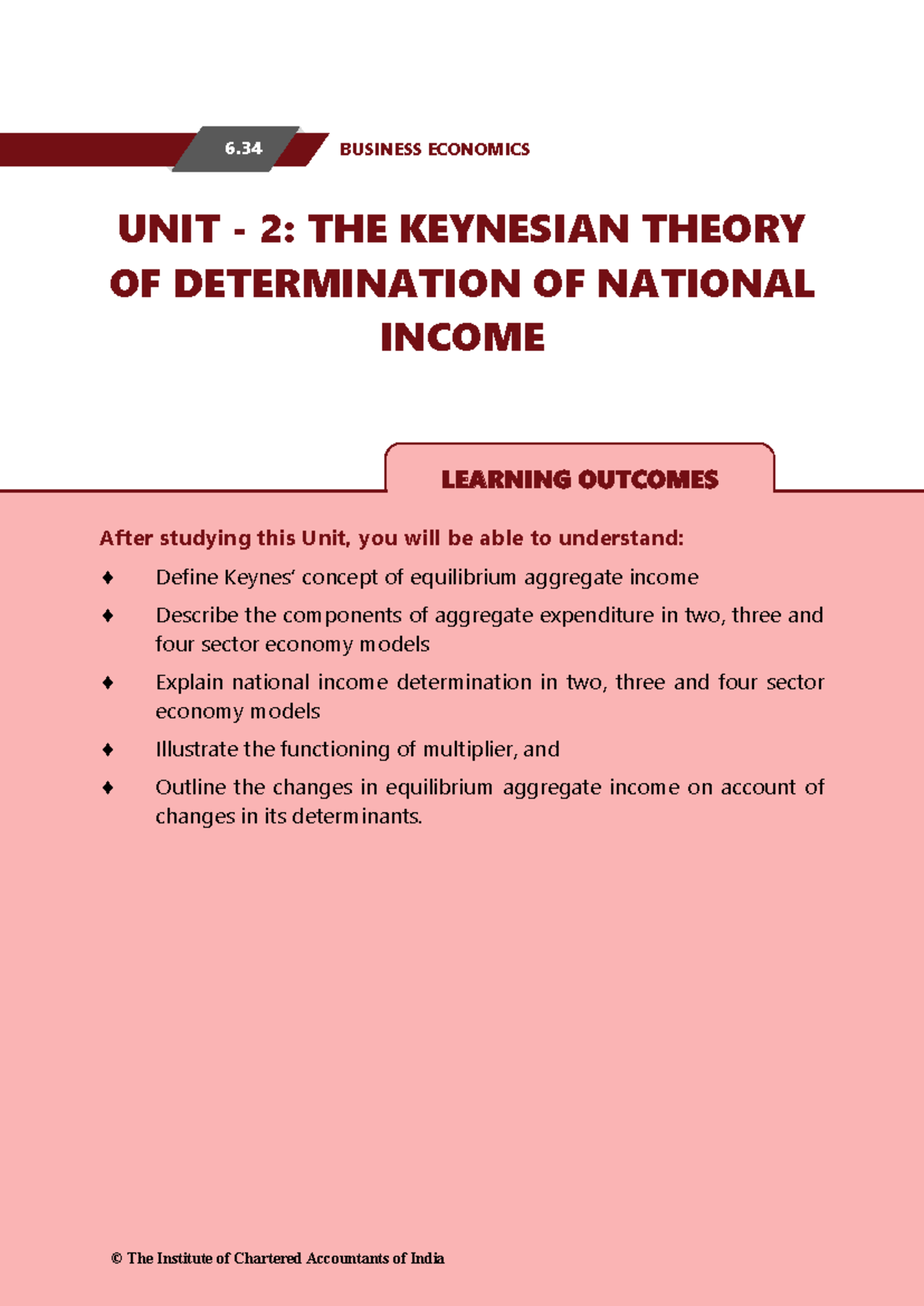 BUSINESS ECONOMICS 6.34: Keynesian Theory of National Income ...