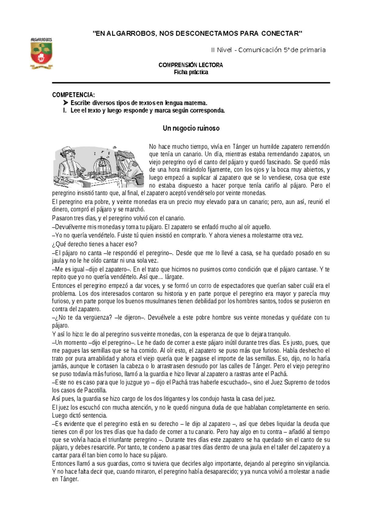 Ficha Práctica de Comprensión Lectora - II Nivel Comunicación Primaria ...