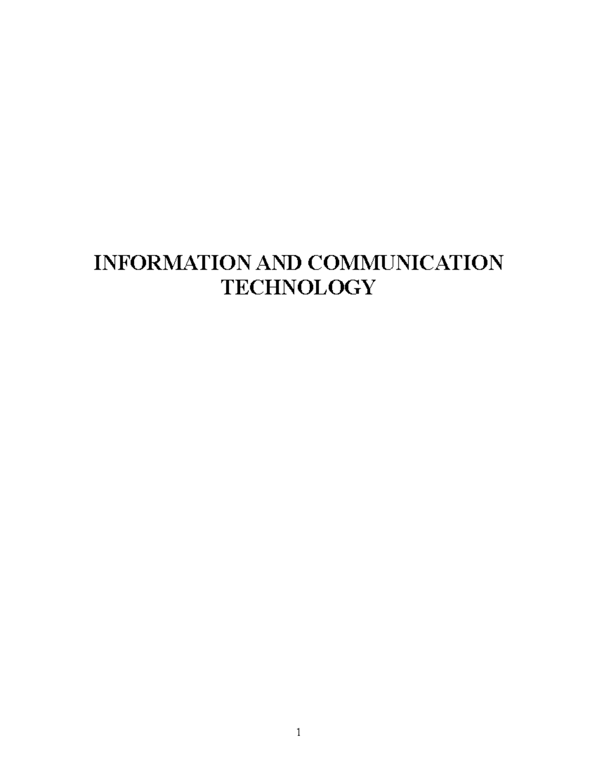 INTRODUCTION TO INFORMATION TECHNOLOGY - INFORMATION AND COMMUNICATION ...