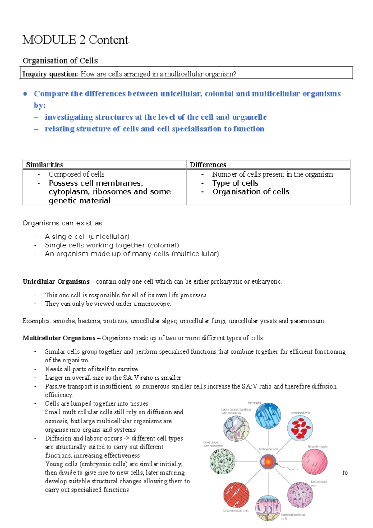 Biology 101: Module 2 Cell Organization and Function Notes - Studocu