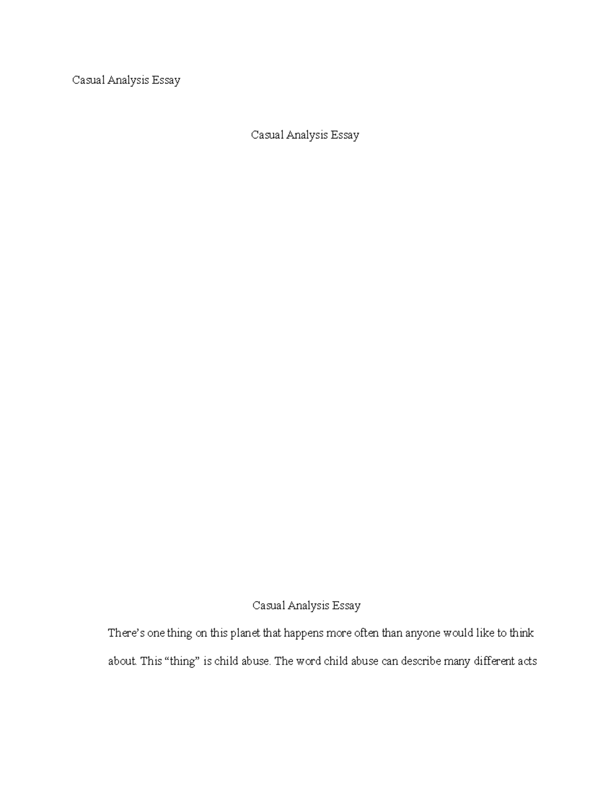 CAS 101: Casual Analysis Essay on Causes of Child Abuse - Studocu