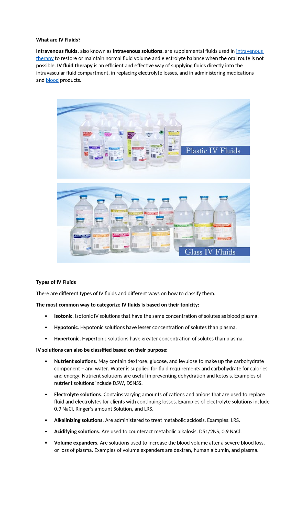 IV Therapy Fluids - None - What are IV Fluids? Intravenous fluids, also ...