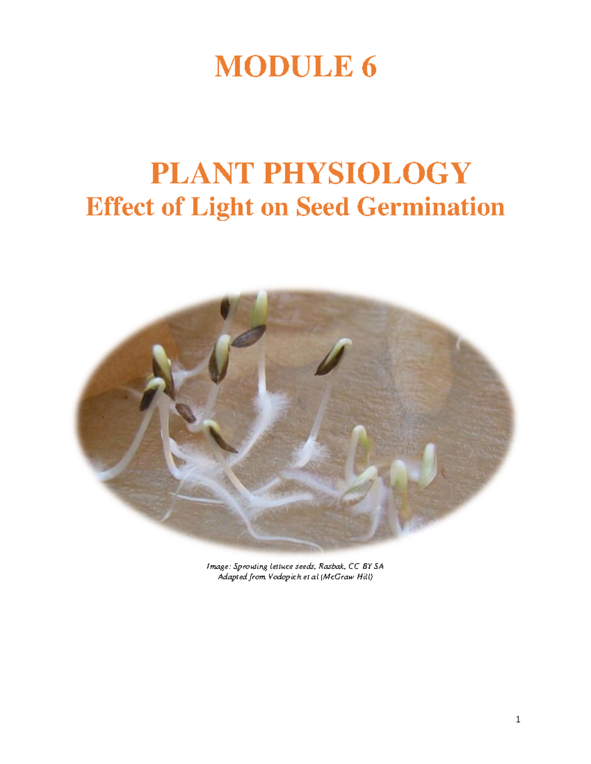 Module 6 - Seed Germination 1 - MODULE 6 PLANT PHYSIOLOGY Effect of ...