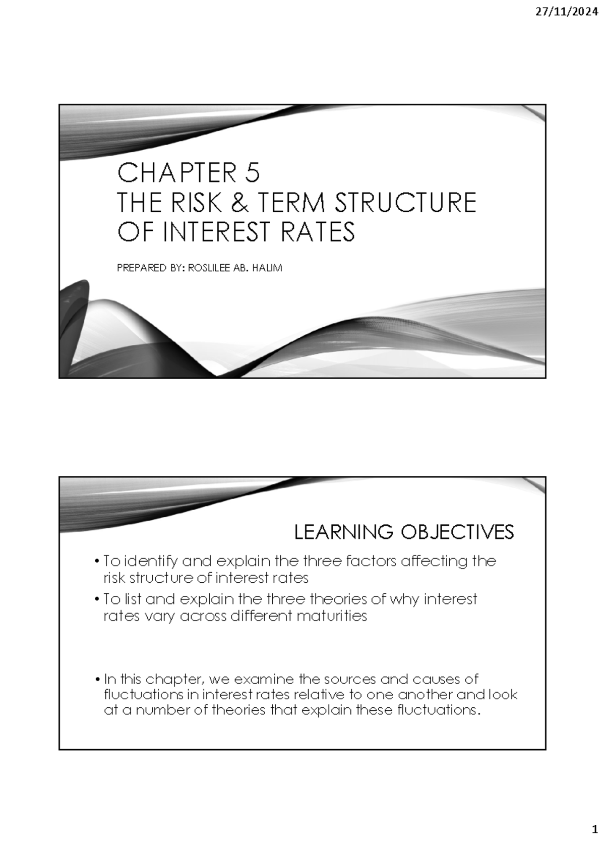 ECO531 Chapter 5: Risk & Term Structure of Interest Rates - Studocu