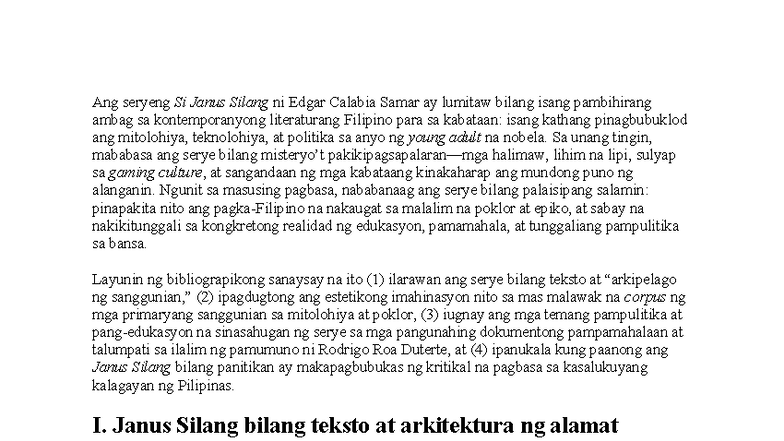 Janus Silang at ang Lipunang Pilipino: Pagsusuri at Paghaharaya sa ...