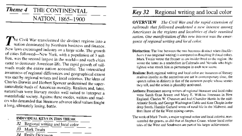 Realism and Regionalism in Skipp Am Lit Study Keys (Key 32) - Studocu