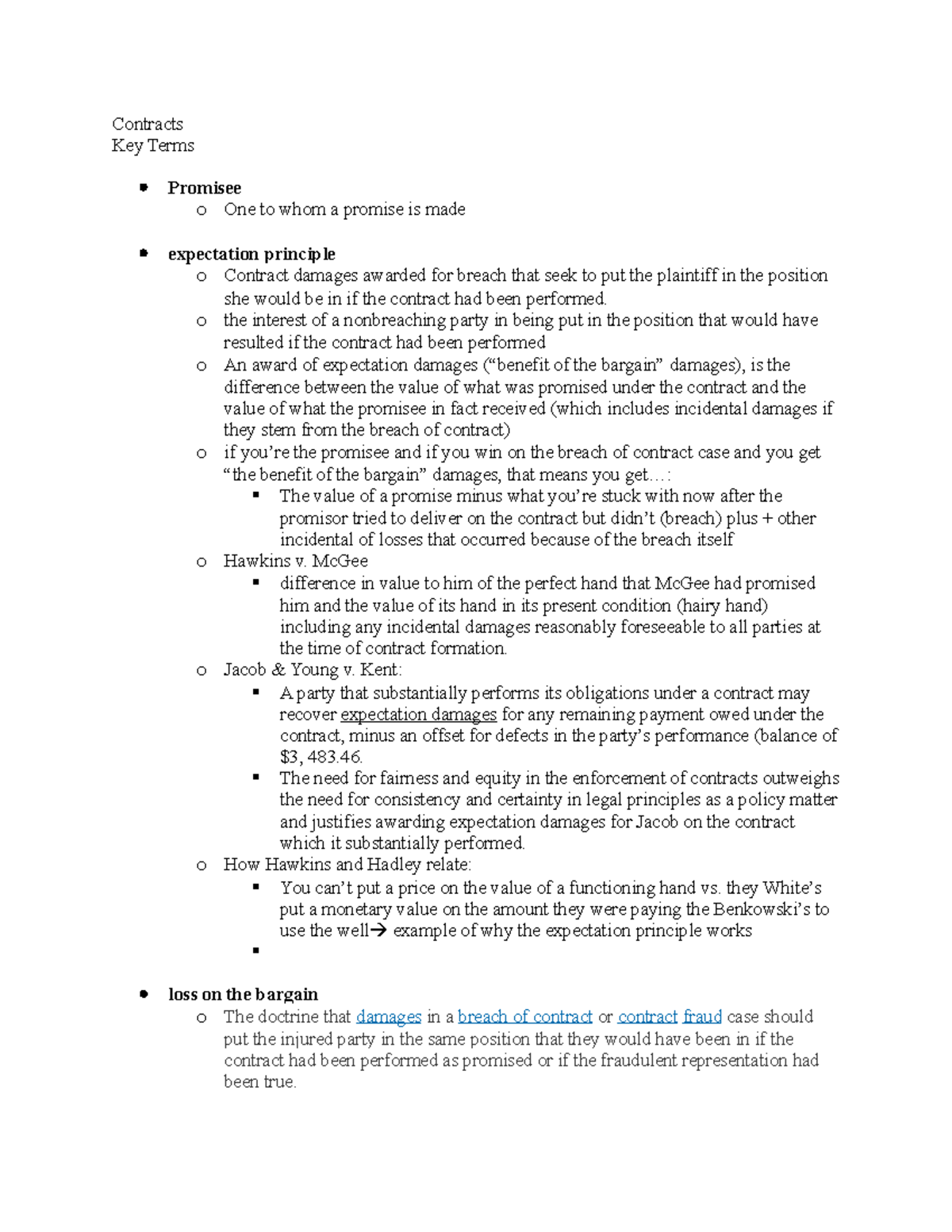 Contracts Vocabulary Notes: Key Terms & Principles Explained - Studocu