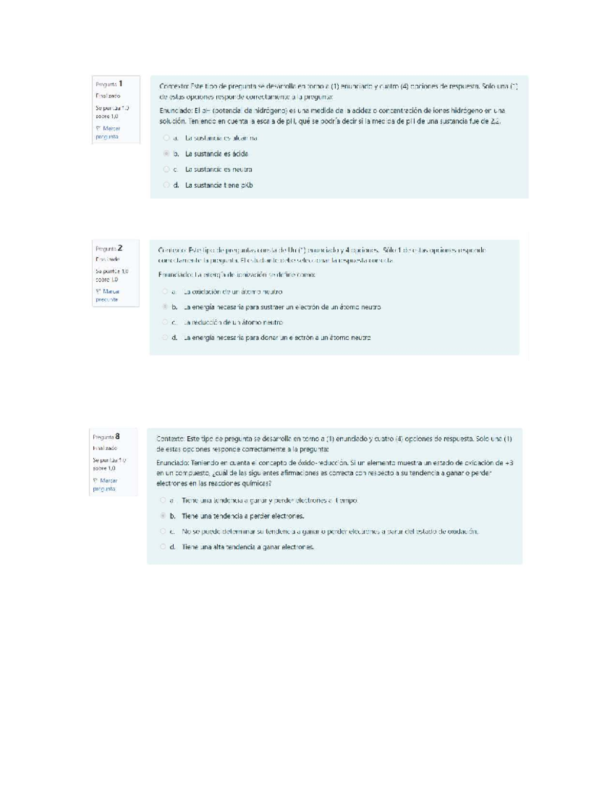 Quimica organica - trabajo - Pregunta 1 Contexto: Este tipo de pregunta se desarrolla en torno a ...