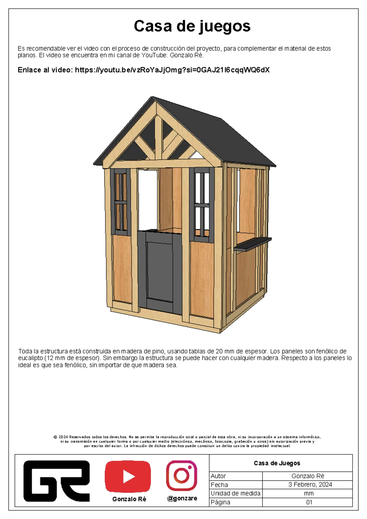 Casa de Juegos: Planos y Medidas de Construcción - FEDE KIAN - Studocu