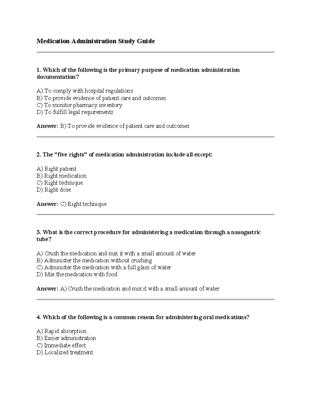 Medication Administration Study Guide: Key Concepts and Procedures ...