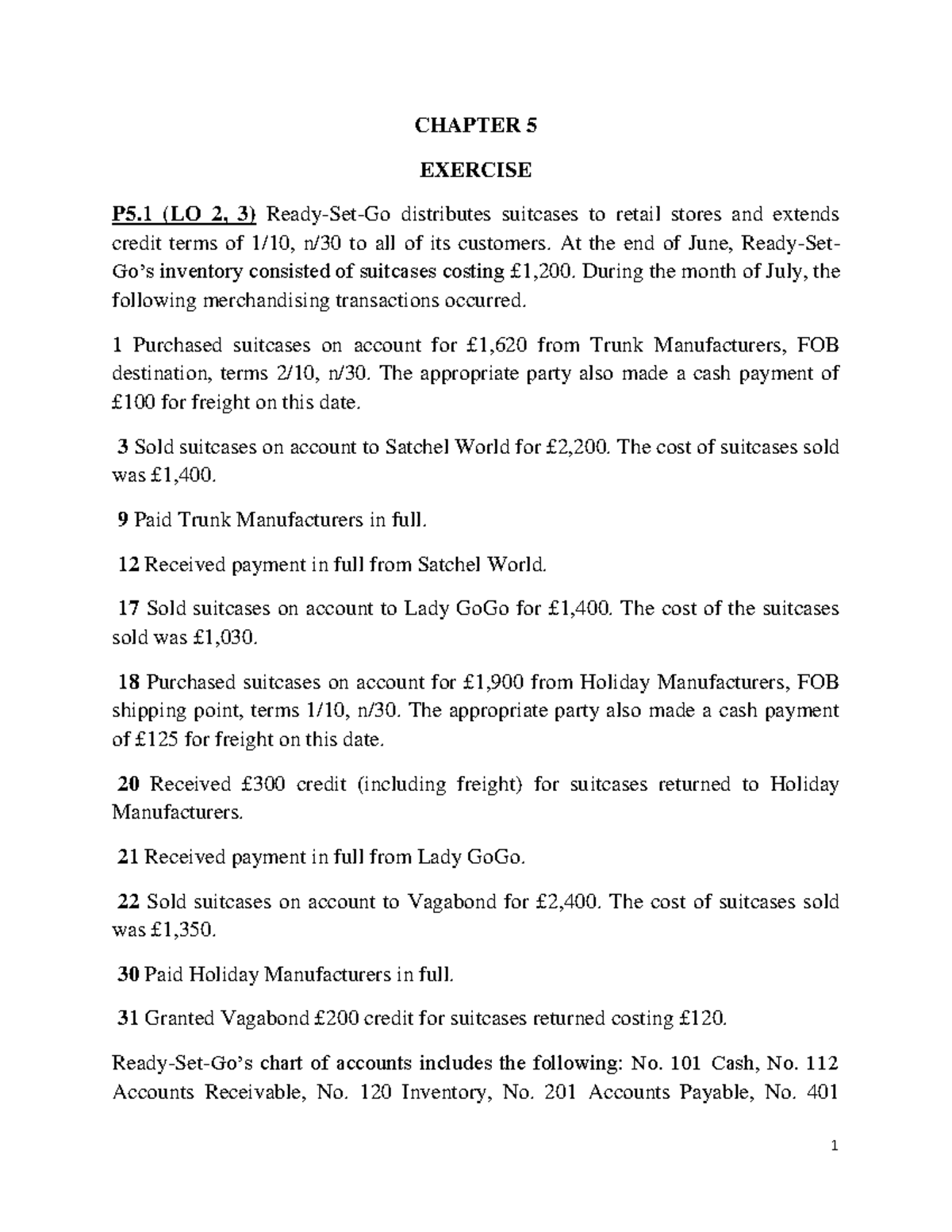 PA-Chapter 5-Exercise-Journalizing Merchandising Transactions - Studocu