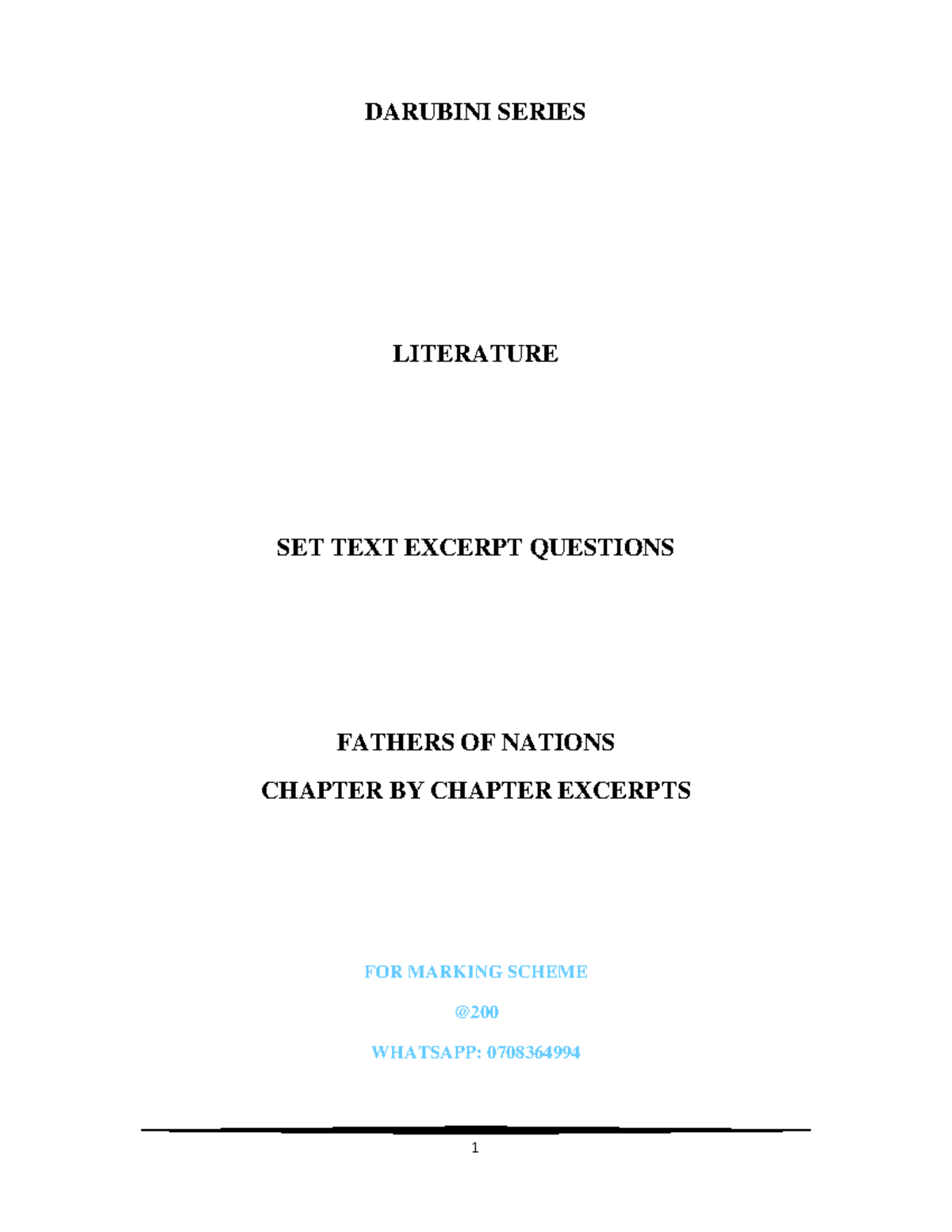 Fathers of Nations (LIT 101) Chapter Excerpts & Questions for Marking ...