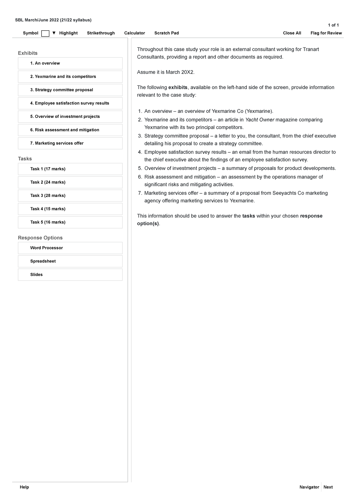 SBL Case Study: Yexmarine March/June 2022 Question Paper - Studocu