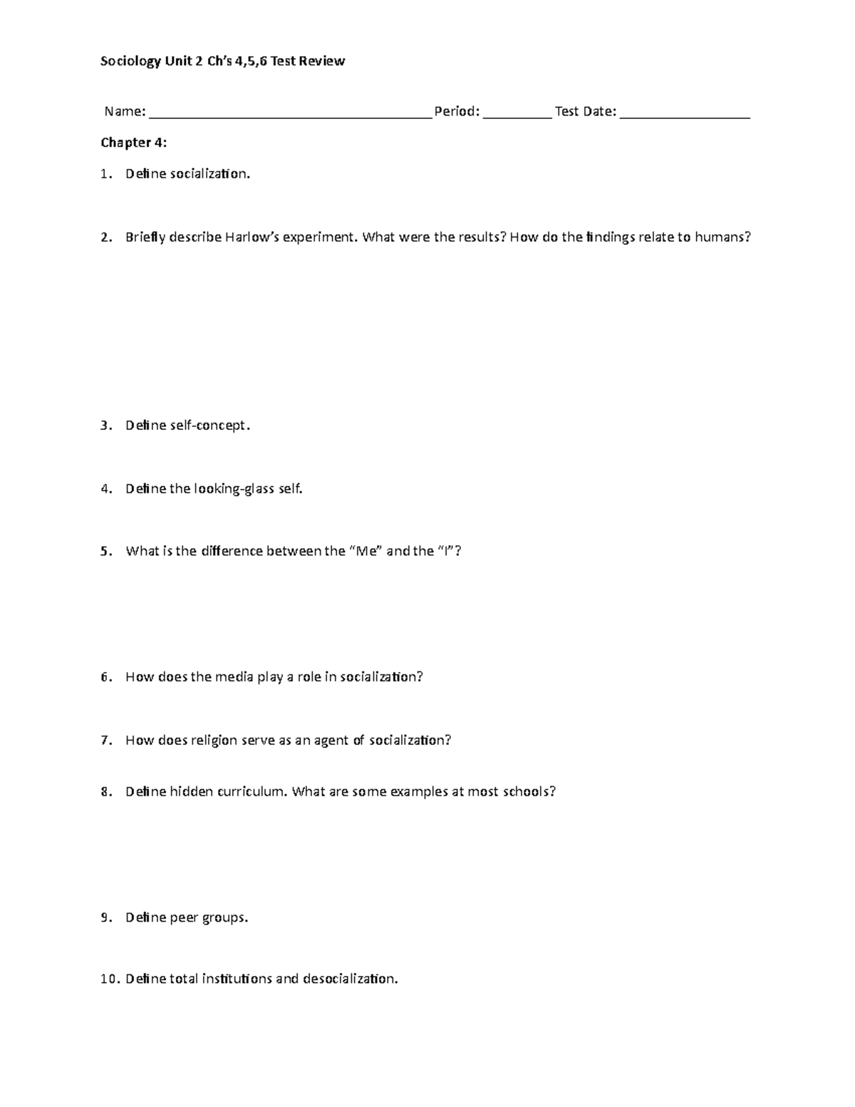 Sociology 101 Unit 2 Review: Socialization and Social Structure ...