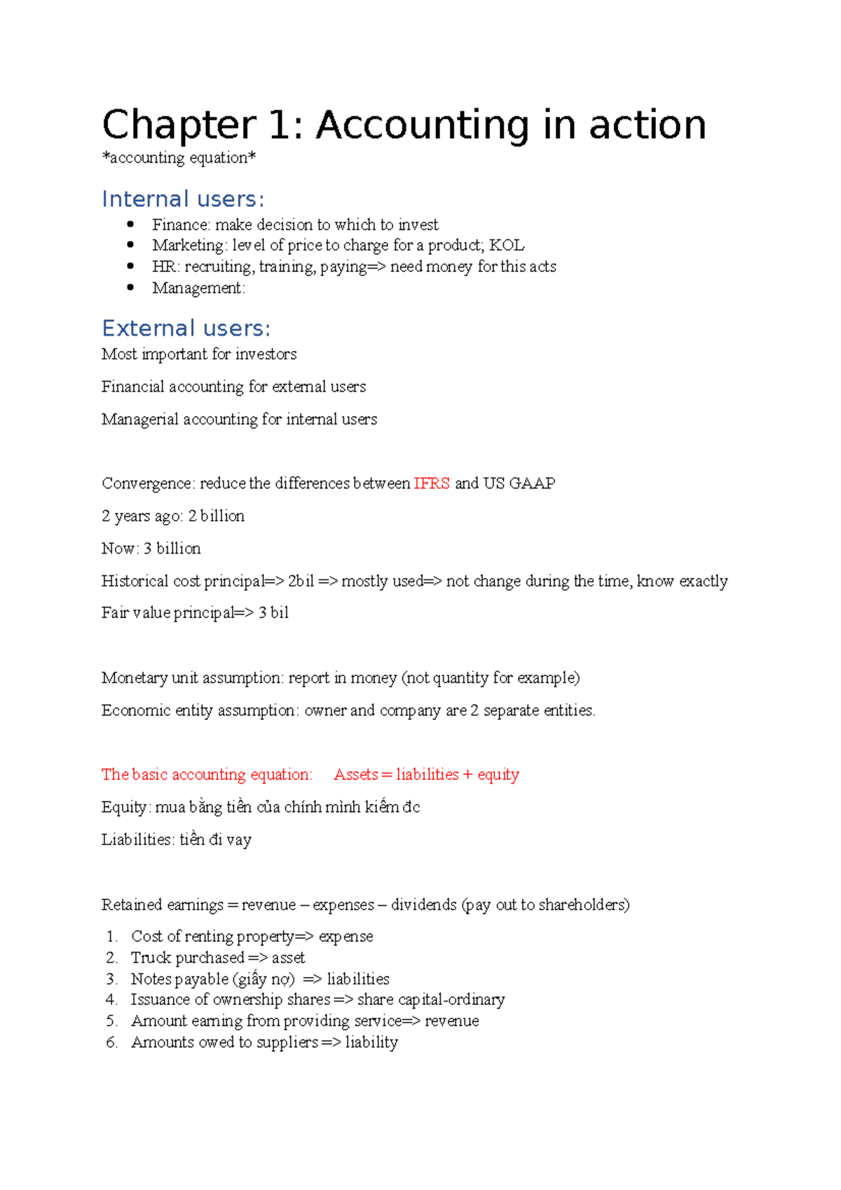 NLKT - NLKT - Chapter 1: Accounting in action accounting equation ...