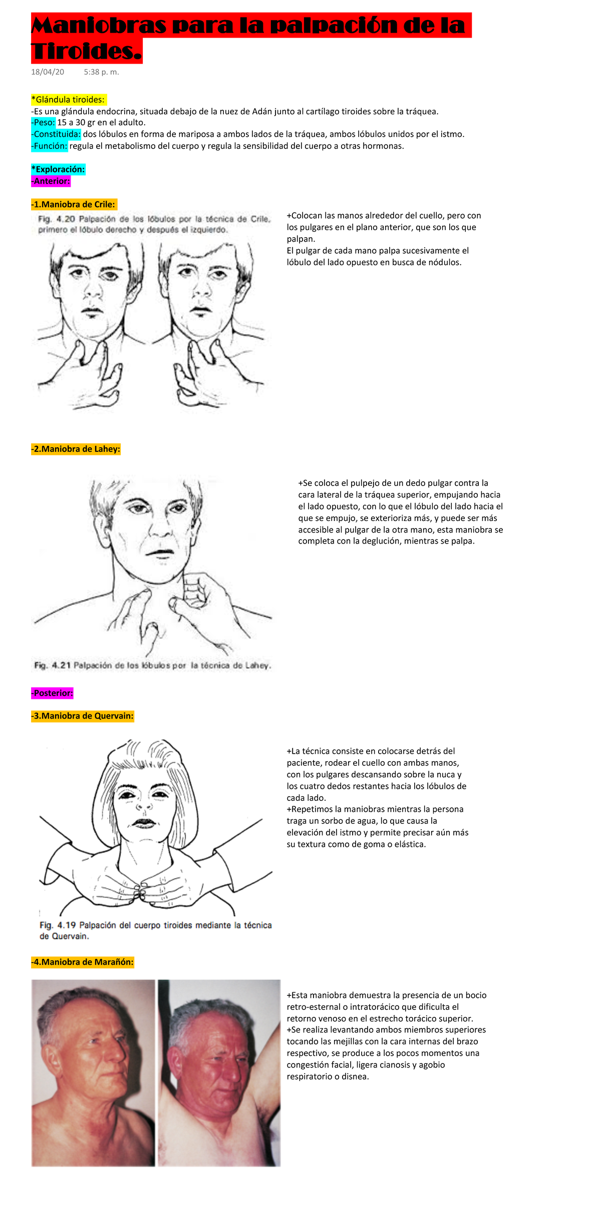 Maniobras de Exploración para la Palpación de la Tiroides - Studocu