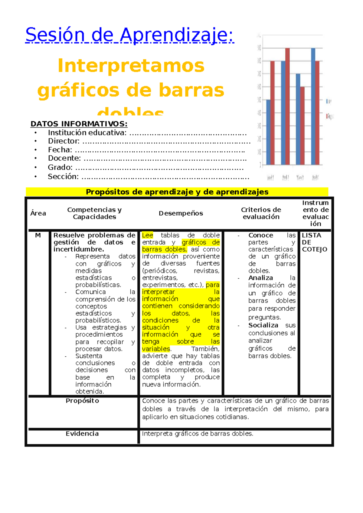 6° Grado MAT: Interpretación de Gráficos de Barras Dobles - Día 4 - Studocu