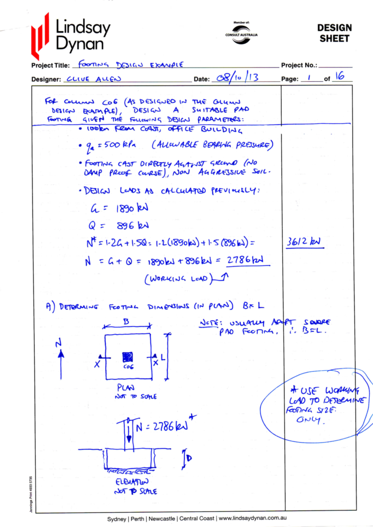 Footing Design Example - Ill Lindsay 11 ' Dynan Project - Studocu