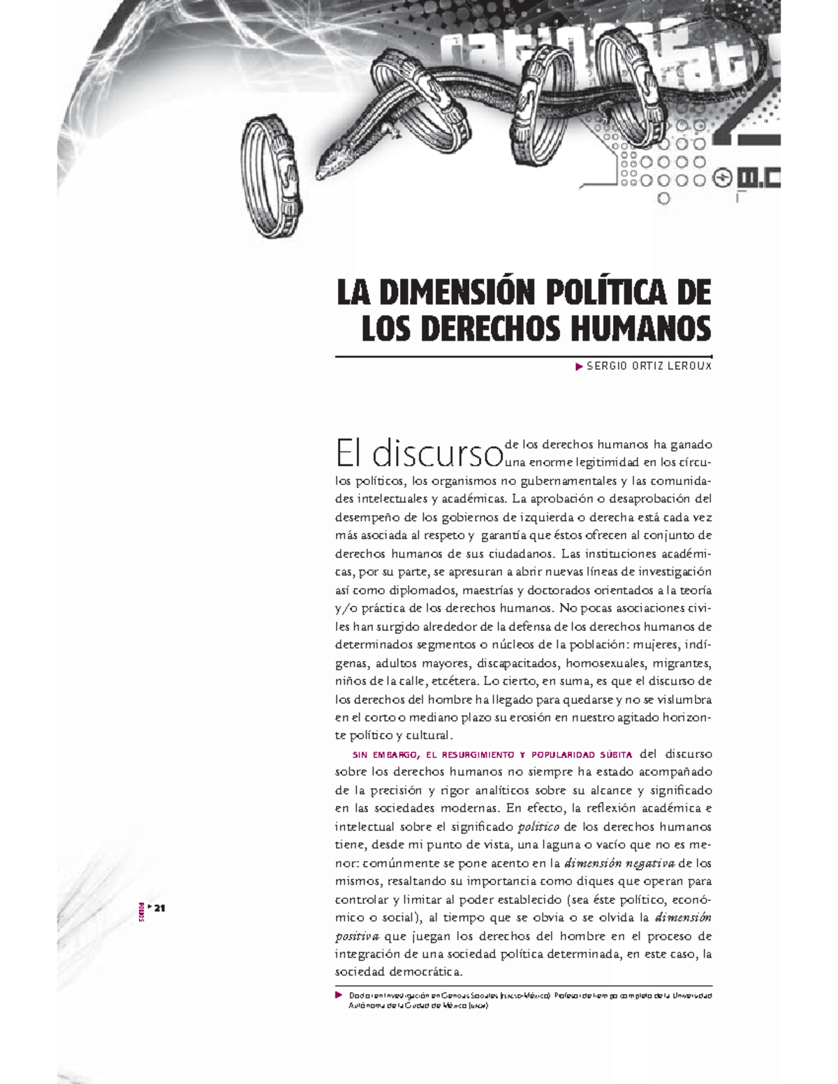 La Dimensión Política de los Derechos Humanos en el Contexto Actual ...