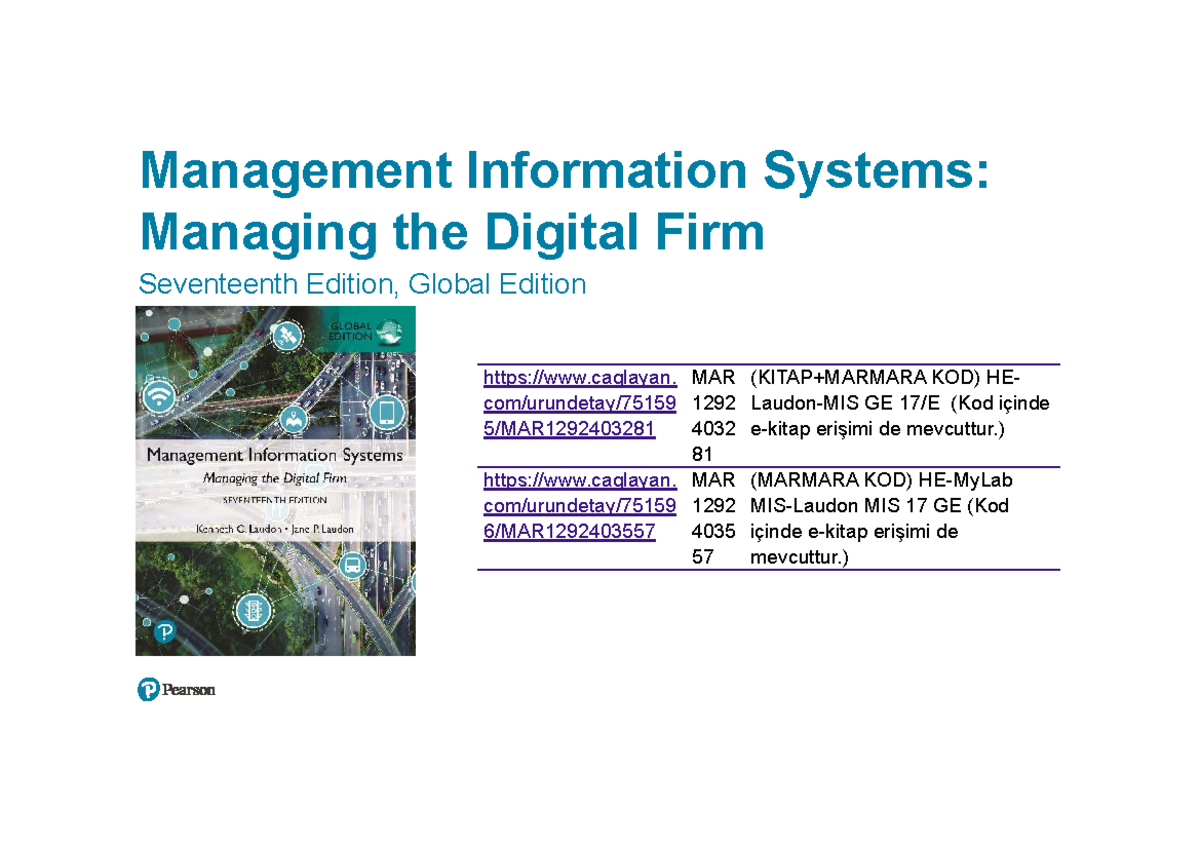 Management Information Systems (MIS 1292) Chapter 1: The Digital Firm ...