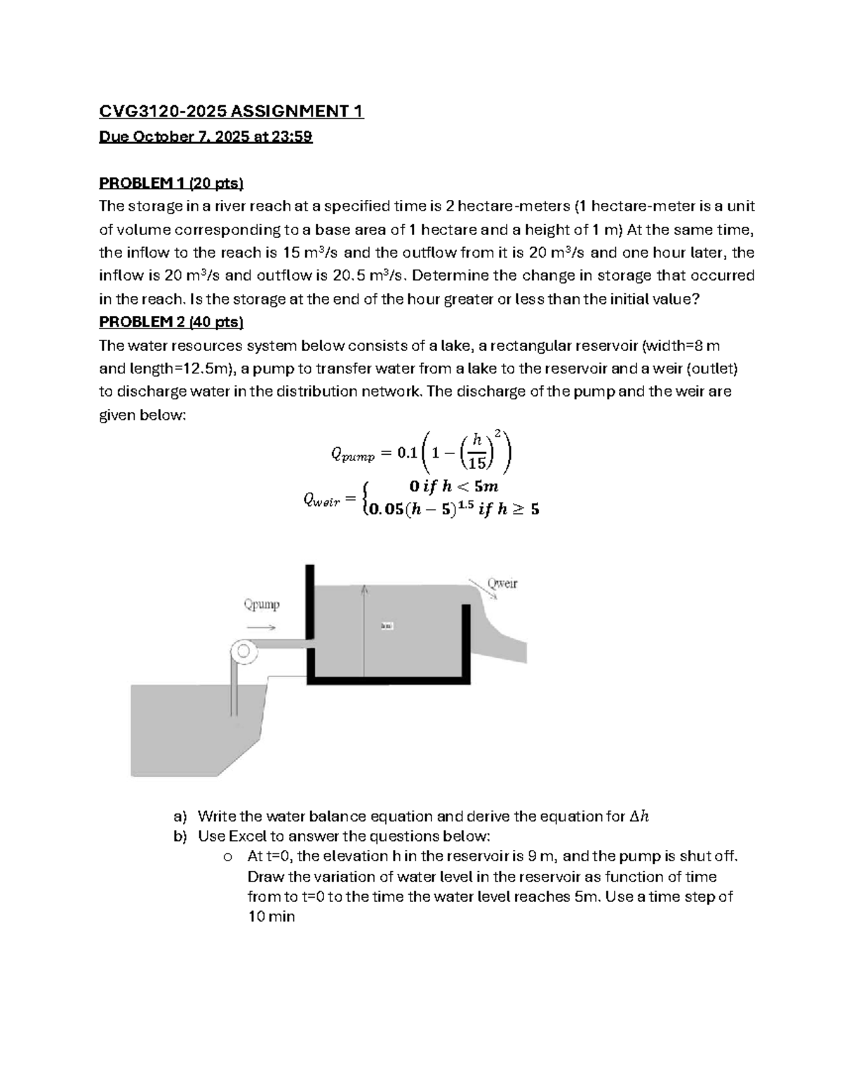 CVG3120 Assignment 1: Water Resources System Analysis - Studocu