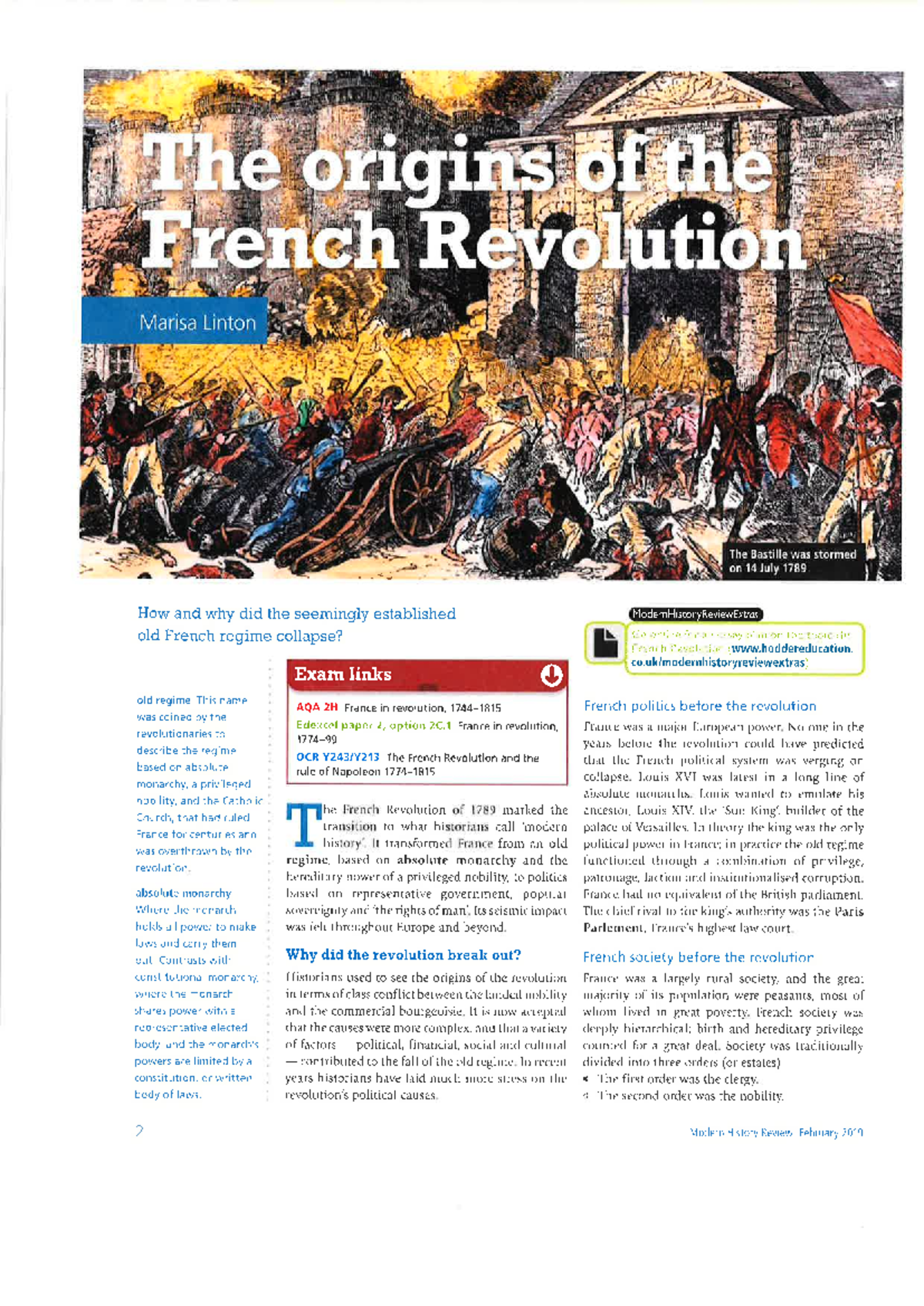 French Revolution Origins: Insights by Marisa Linton - Studocu