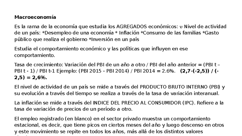 Resumen de Macroeconomía: Conceptos Clave y Modelos (ECON 101) - Studocu
