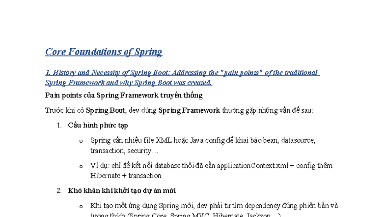 Spring Framework: Core Foundations and Key Concepts - Studocu