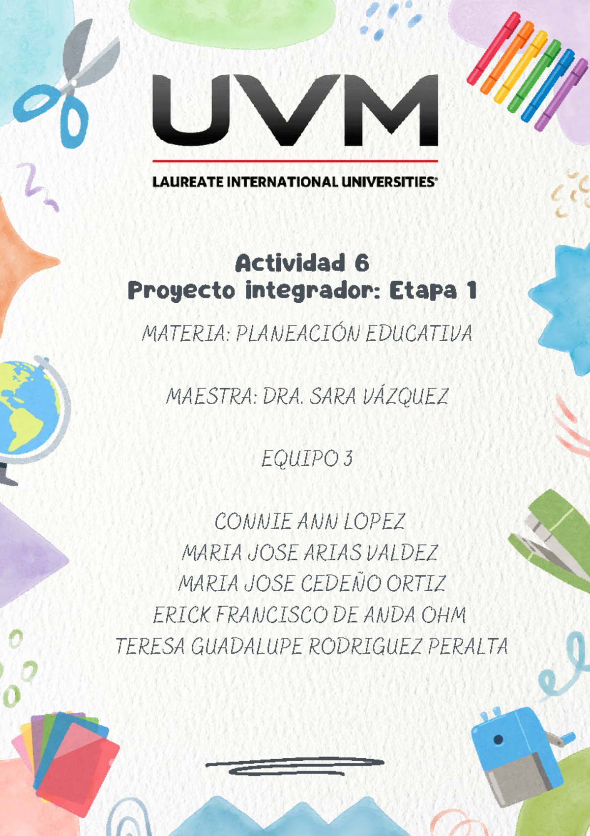 Actividad 6: Proyecto Integrador - Etapa 1 en Planeación Educativa - Studocu