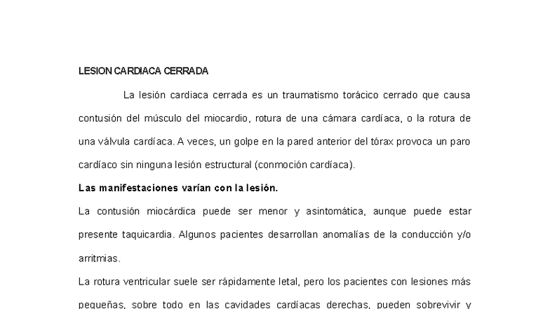 Lesión Cardíaca Cerrada y Ruptura de Aorta: Diagnóstico y Tratamiento ...