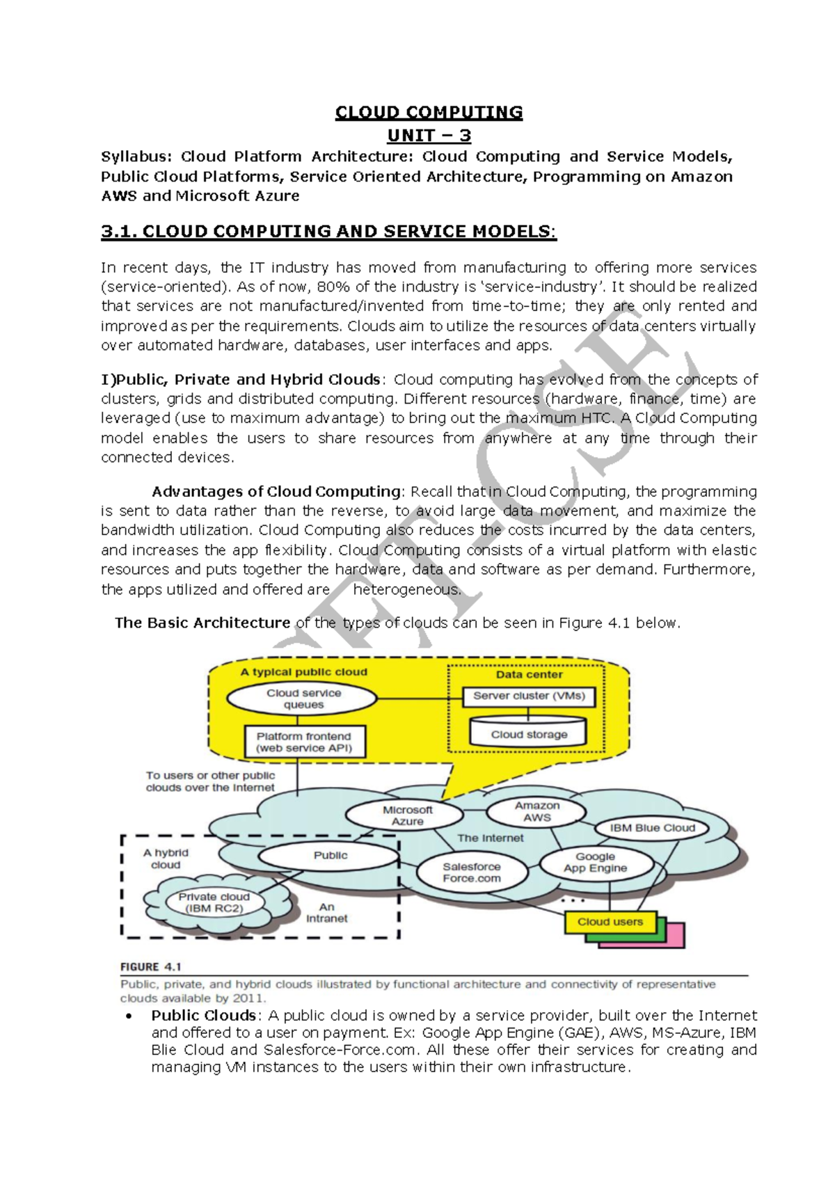 CC UNIT-3 - Cloud Computing, Service Models, and Platform Programming - Studocu