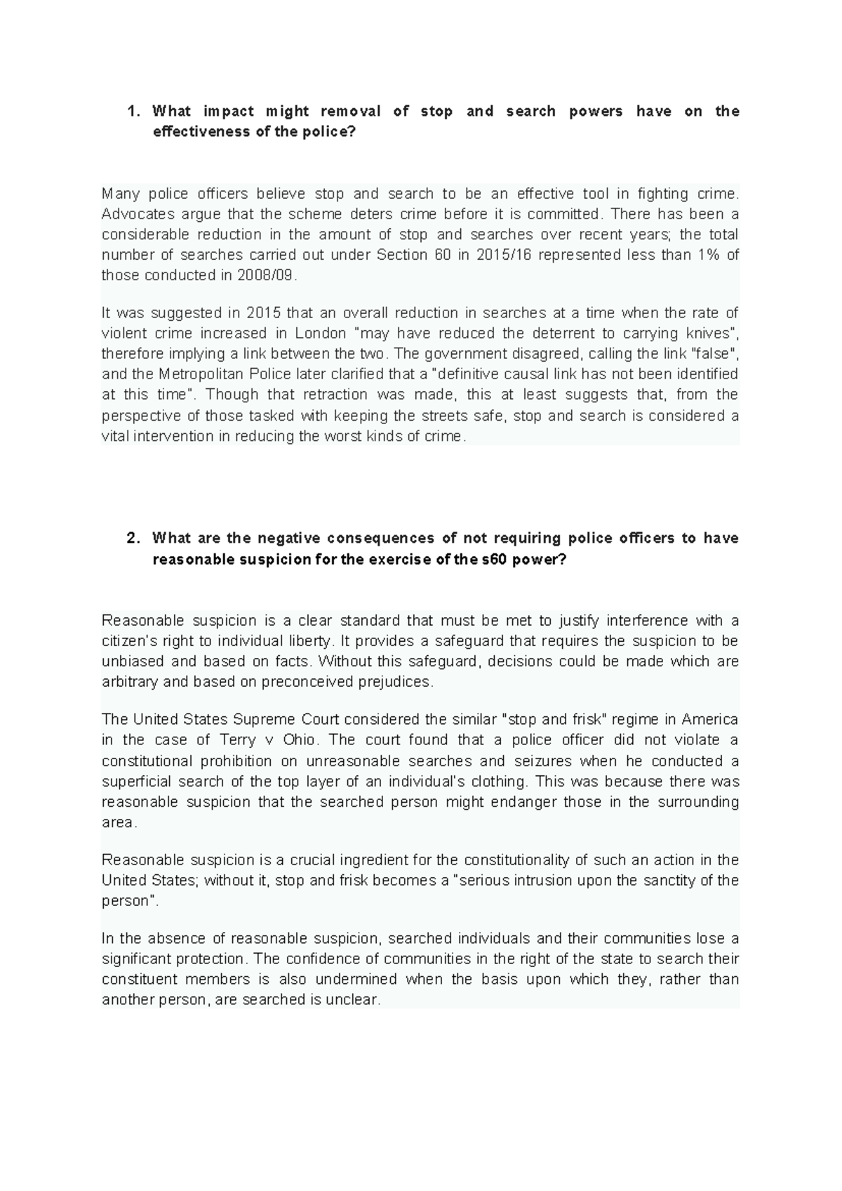 Impact of Stop and Search Powers on Police Effectiveness: A Study - Studocu