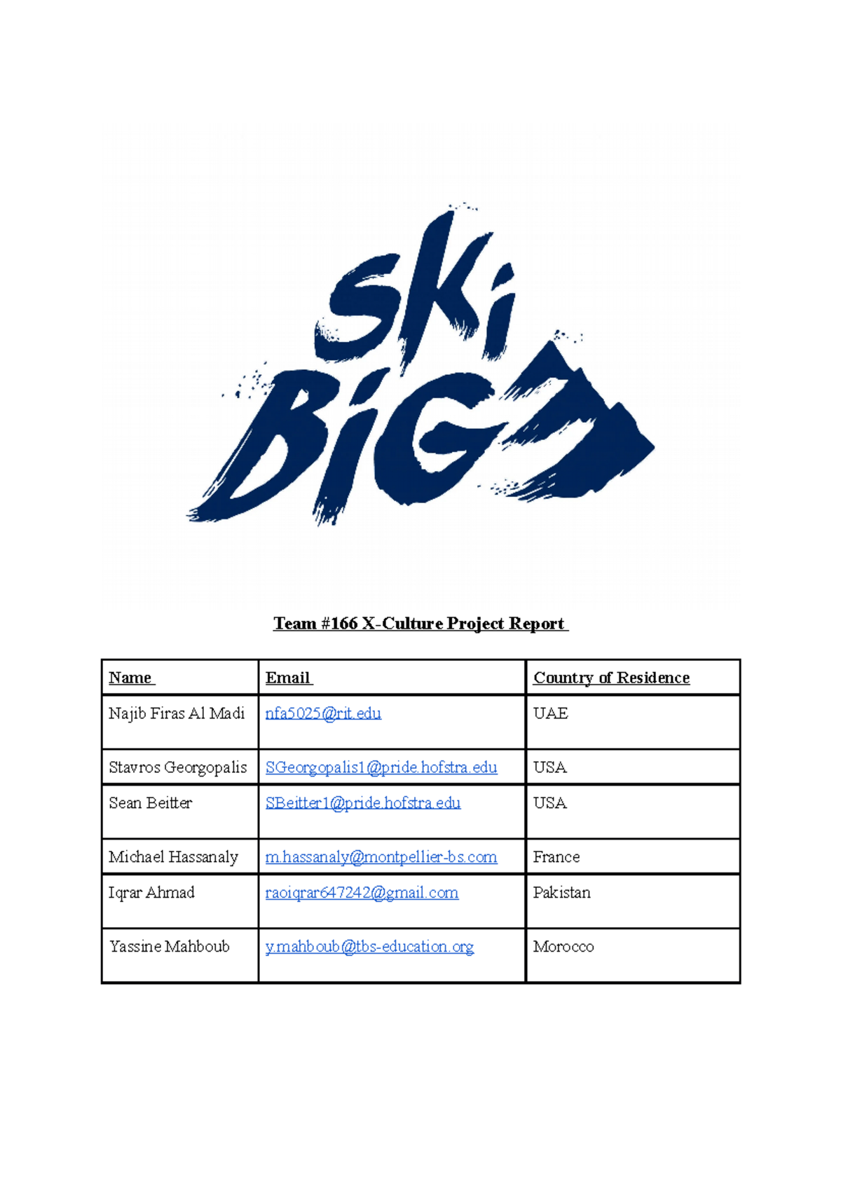 Ski Big 3 - Final Report on X-Culture Project Analysis - Studocu