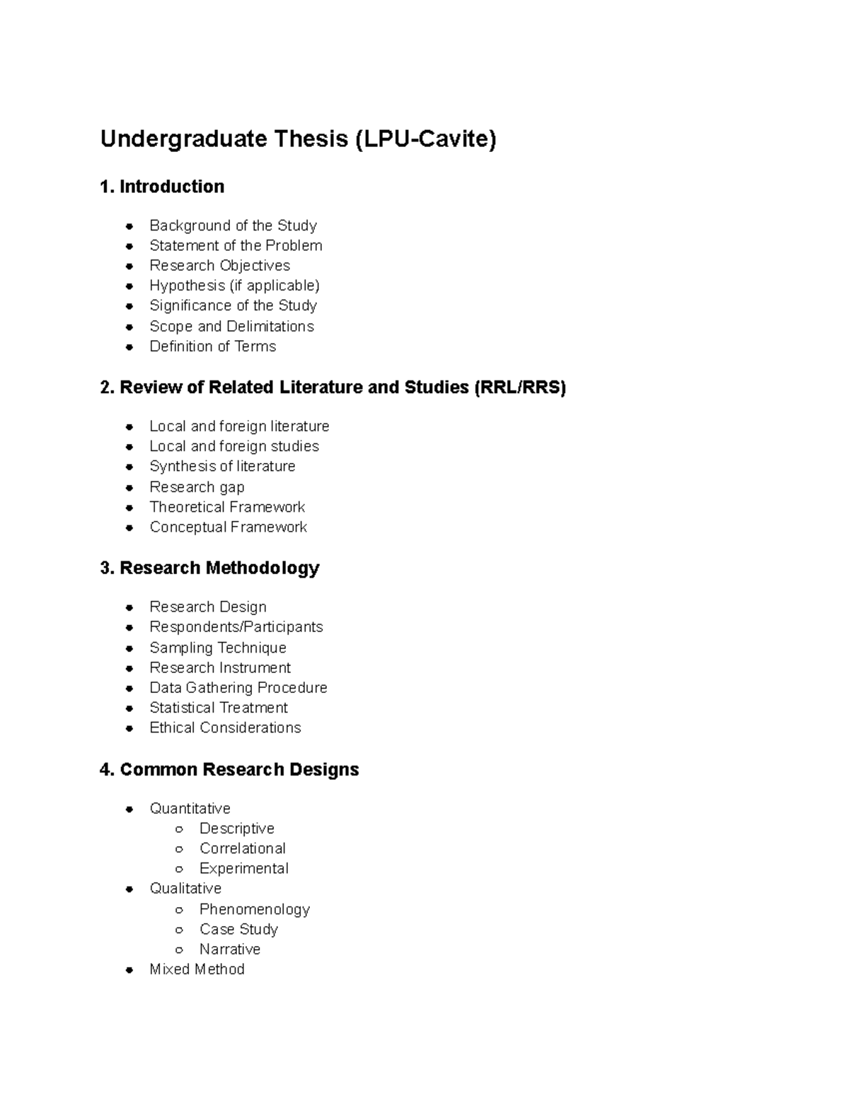 Undergraduate Thesis Guide: Structure, Methodology & Defense Tips - Studocu
