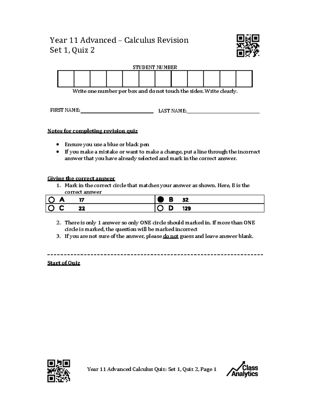 Year 11 Advanced Calculus S1Q2 Quiz 2 Revision Notes - Studocu