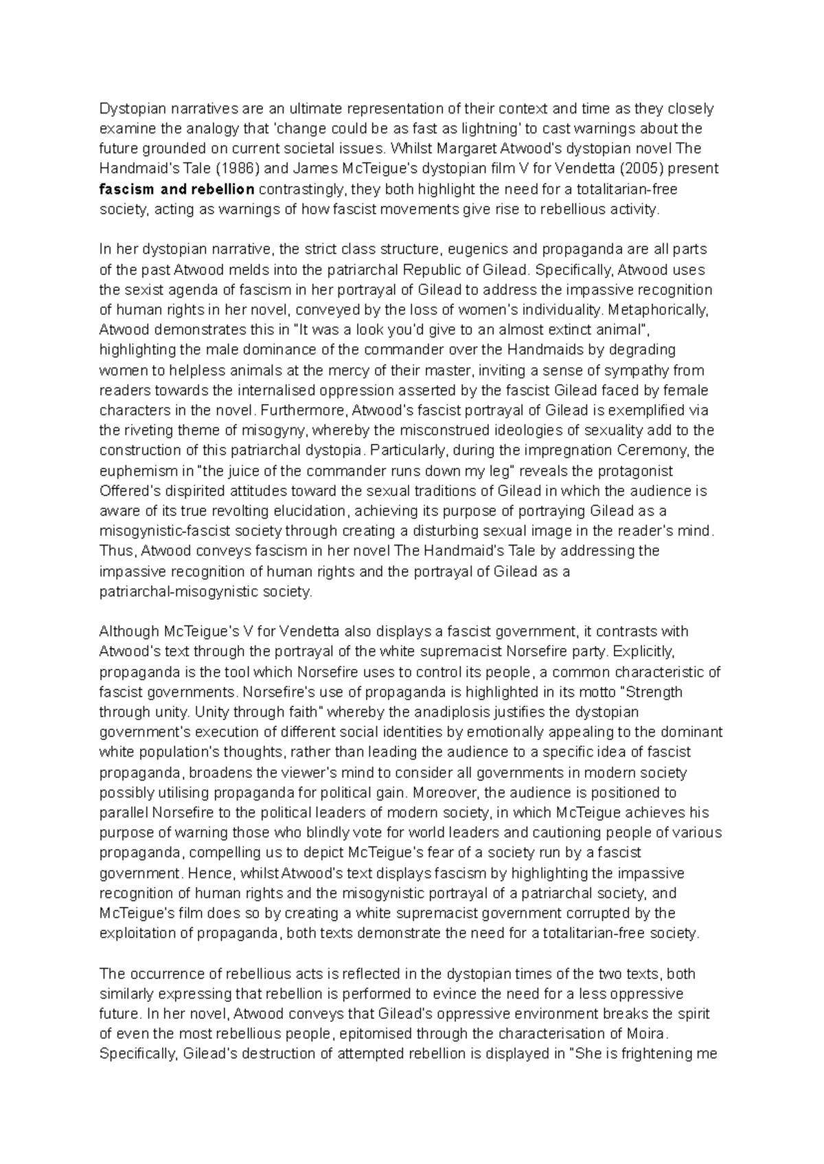 ENG 202: V for Vendetta vs. The Handmaid's Tale - A Comparative Essay ...