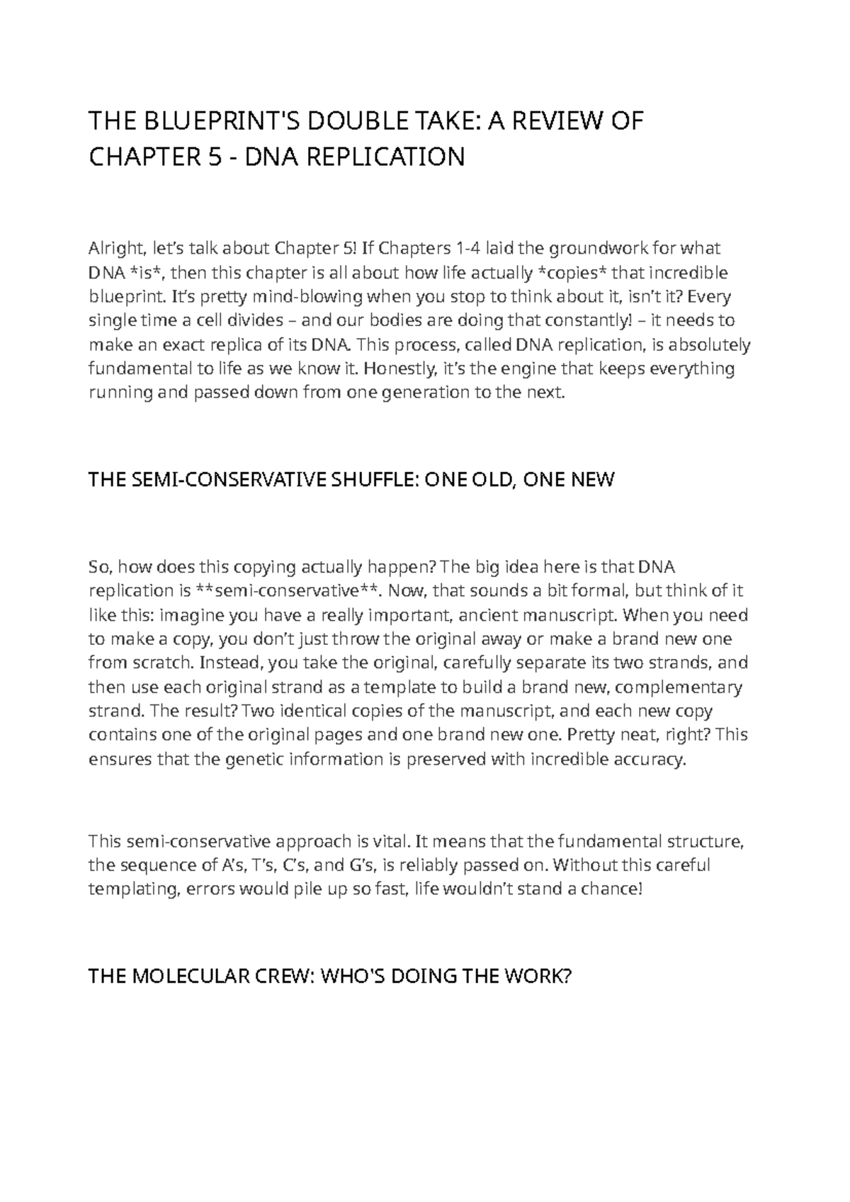 Molecular Biology (MB 101) Chapter 5 Review: DNA Replication Explained - Studocu