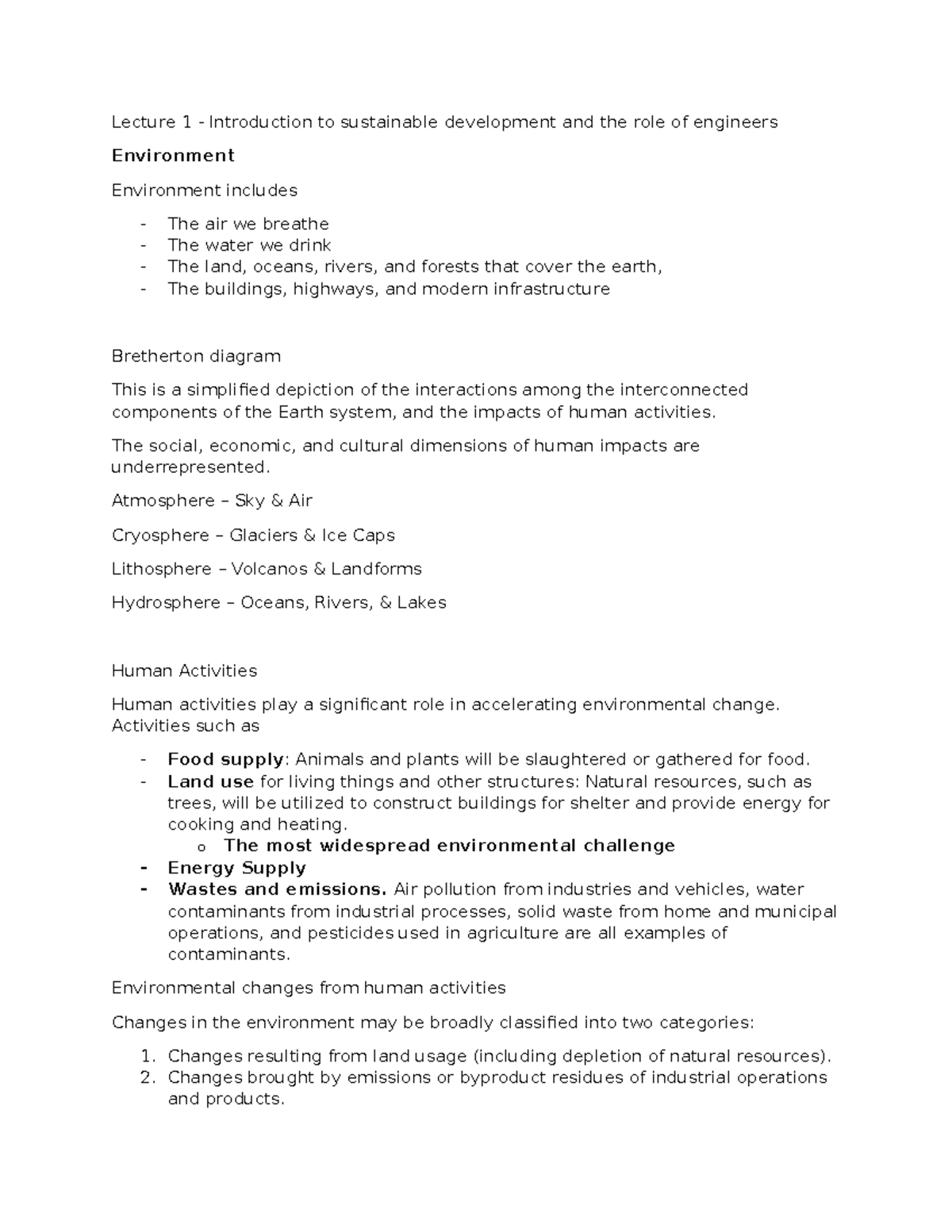 ENGR 202 - Lecture Series on Sustainable Development and Environmental Issues - Studocu