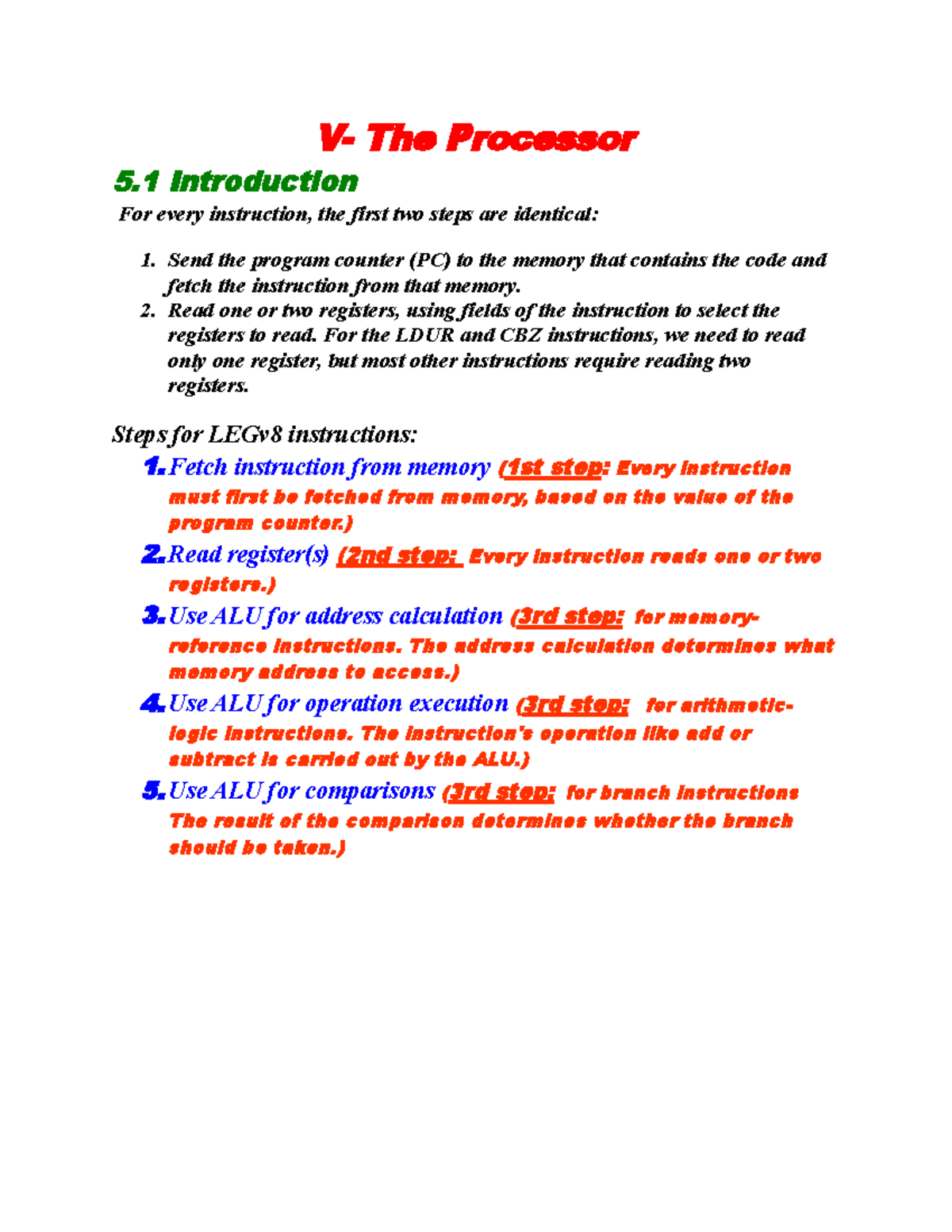 Computer Architecture C952 Module V - V- The Processor 5 Introduction ...