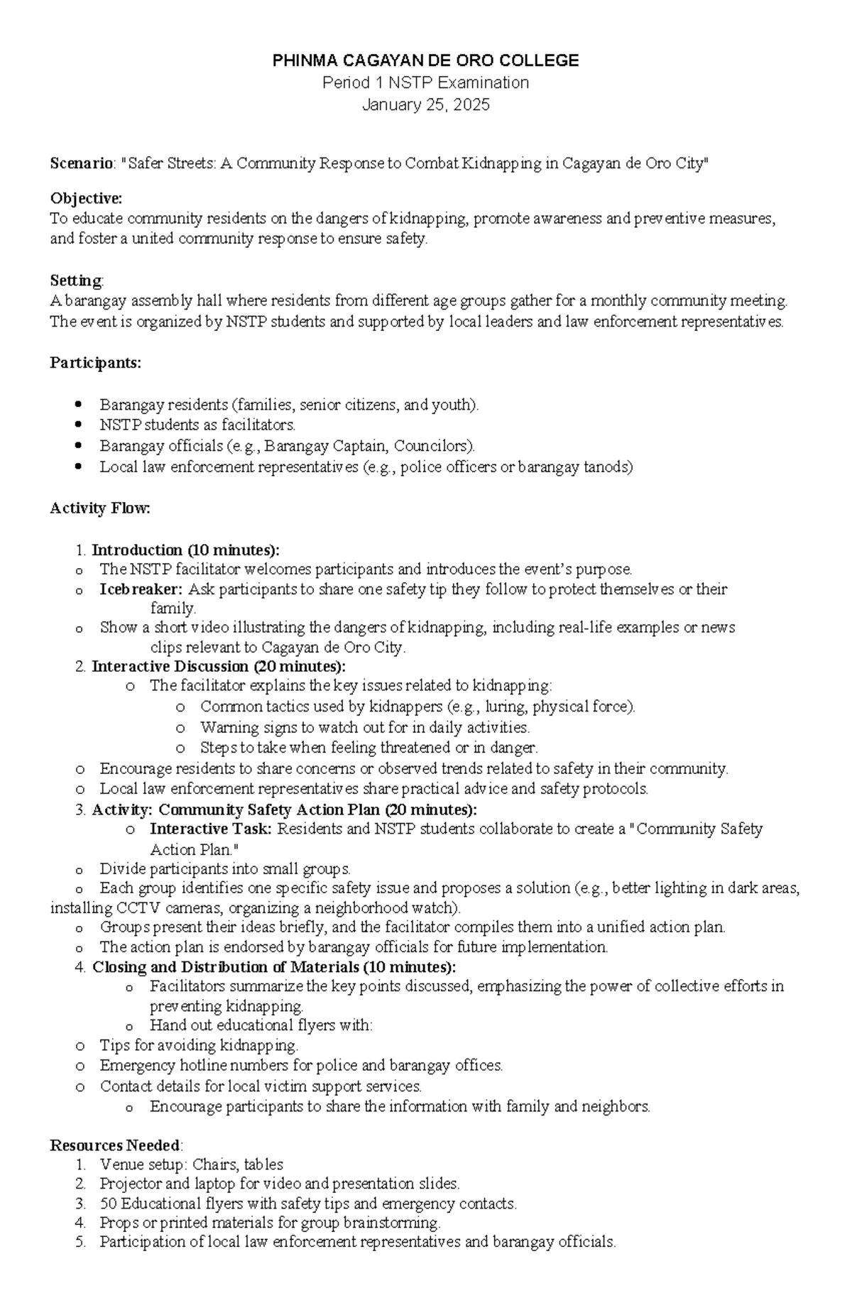 NSTP- Final - NSTP - PHINMA CAGAYAN DE ORO COLLEGE Period 1 NSTP ...