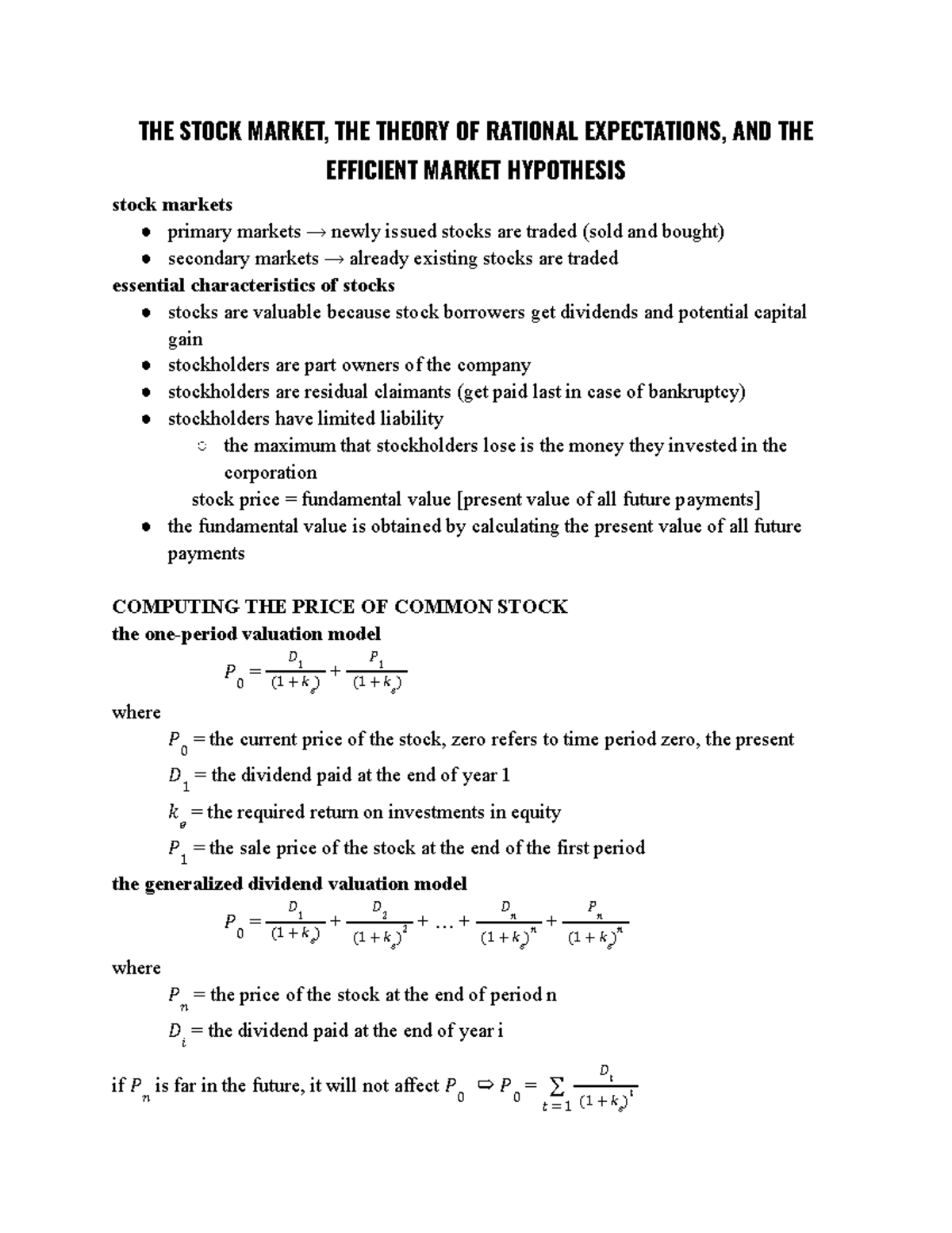 Stock Market Insights: Rational Expectations & Efficient Market ...