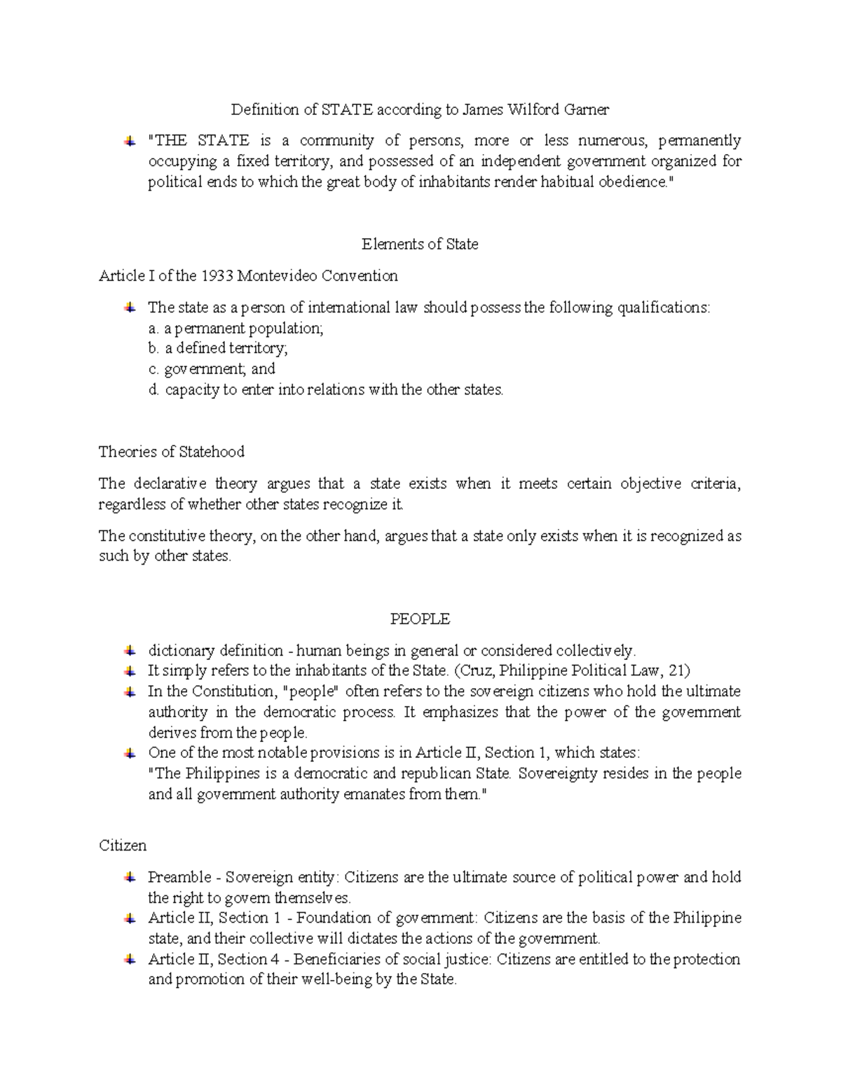 Concept of State and National Territory in Philippine Law (PLS 101 ...