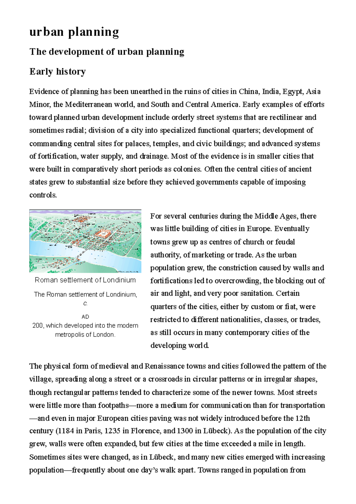 Urban planning - Britannica Online Encyclopedia - Roman settlement of ...
