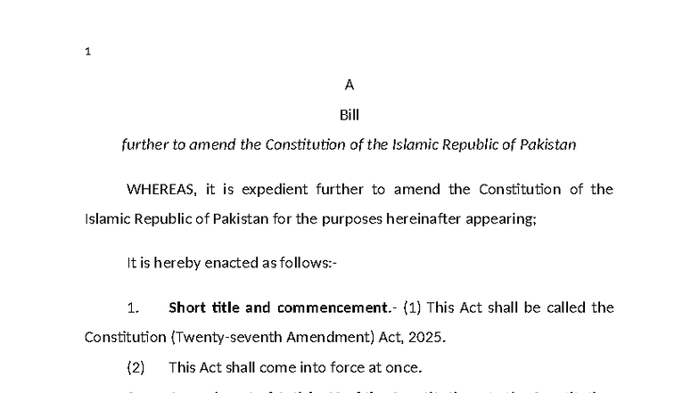 Final Constitutional Amendment Act, 2025 - Pakistan - Studocu