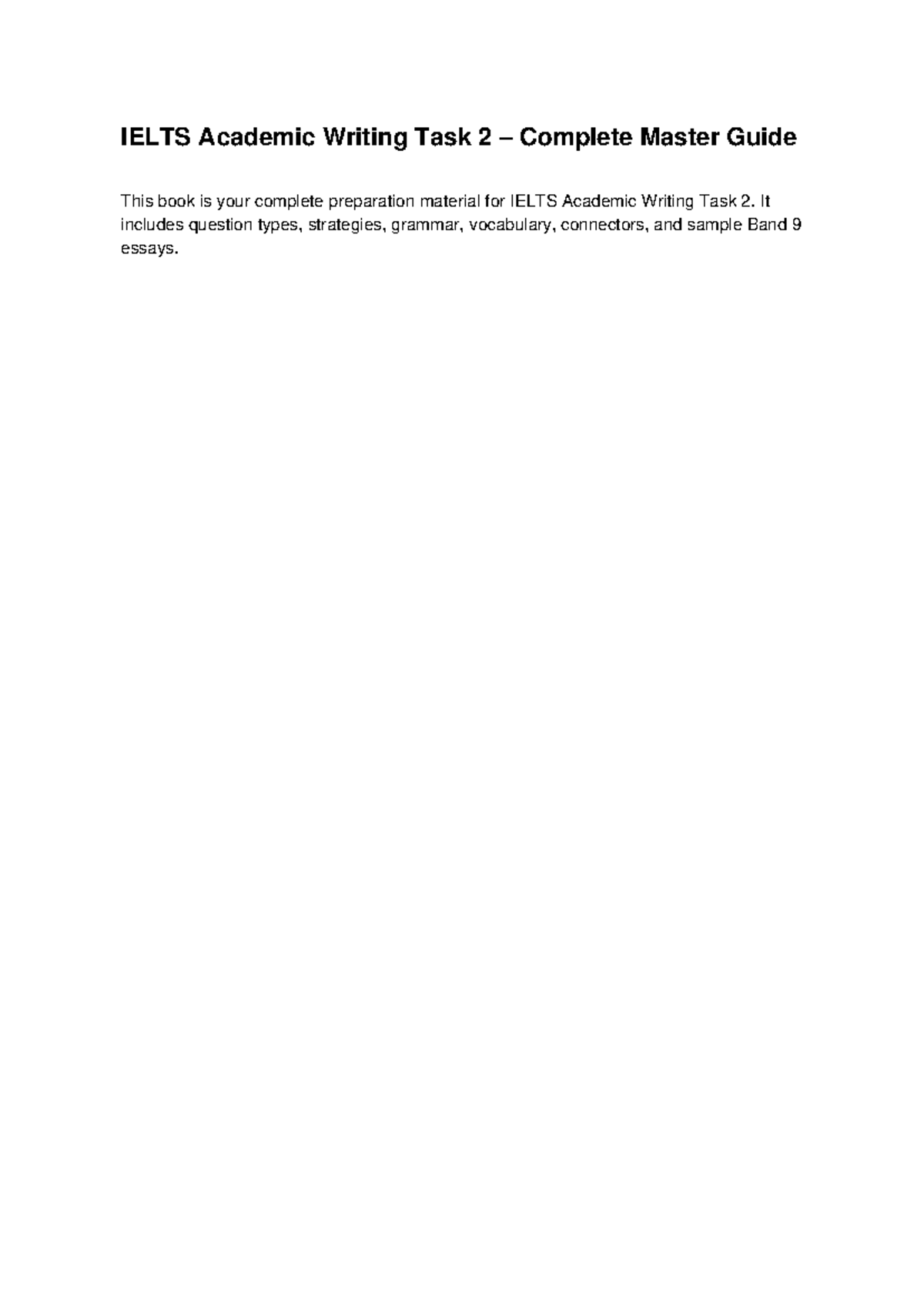 Ielts Academic Writing Task 2 Comprehensive Preparation Guide Studocu