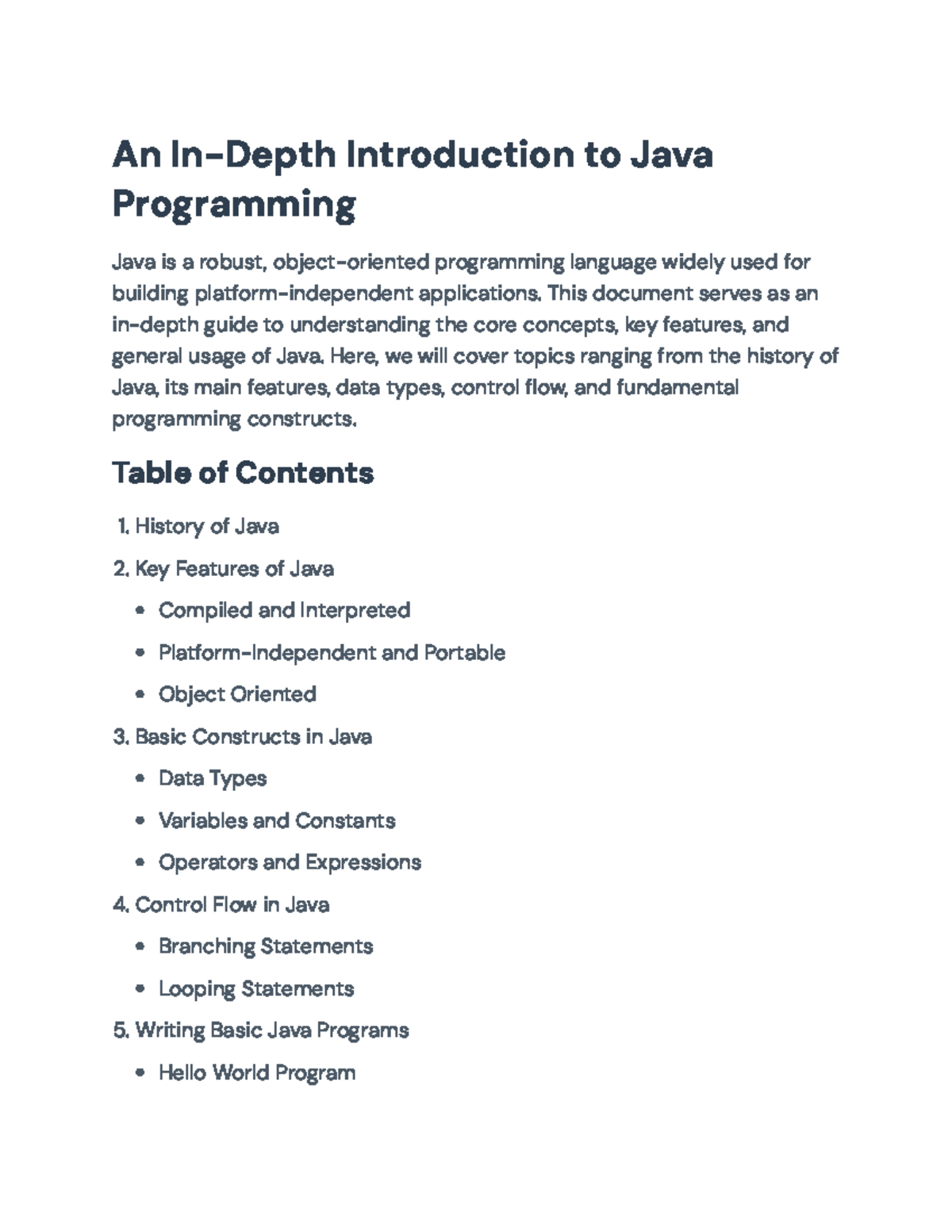 Comprehensive Guide to Java Programming: Concepts and Constructs - An In-Depth Introduction to ...