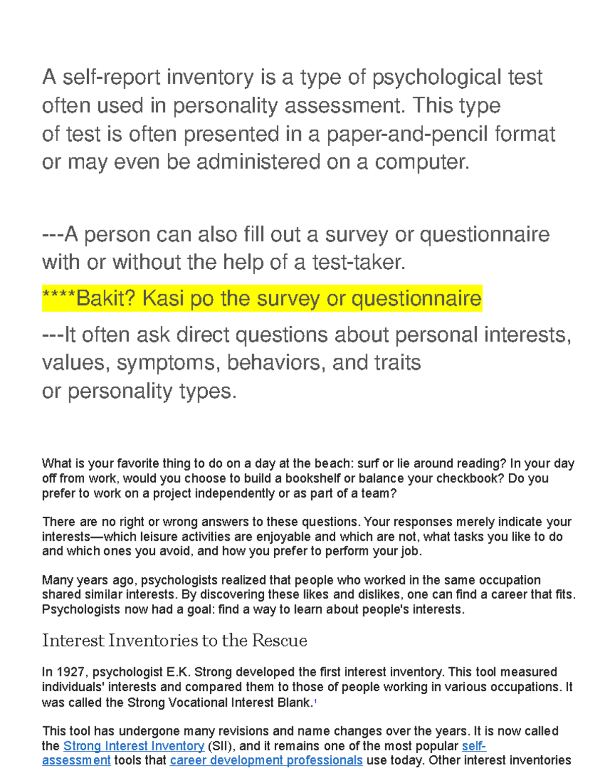 Types Of Self Report