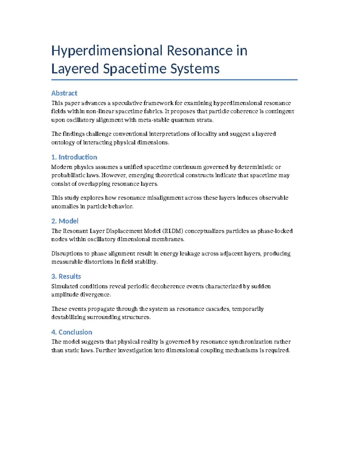 Hyperdimensional Resonance in Layered Spacetime Systems: A Study - Studocu