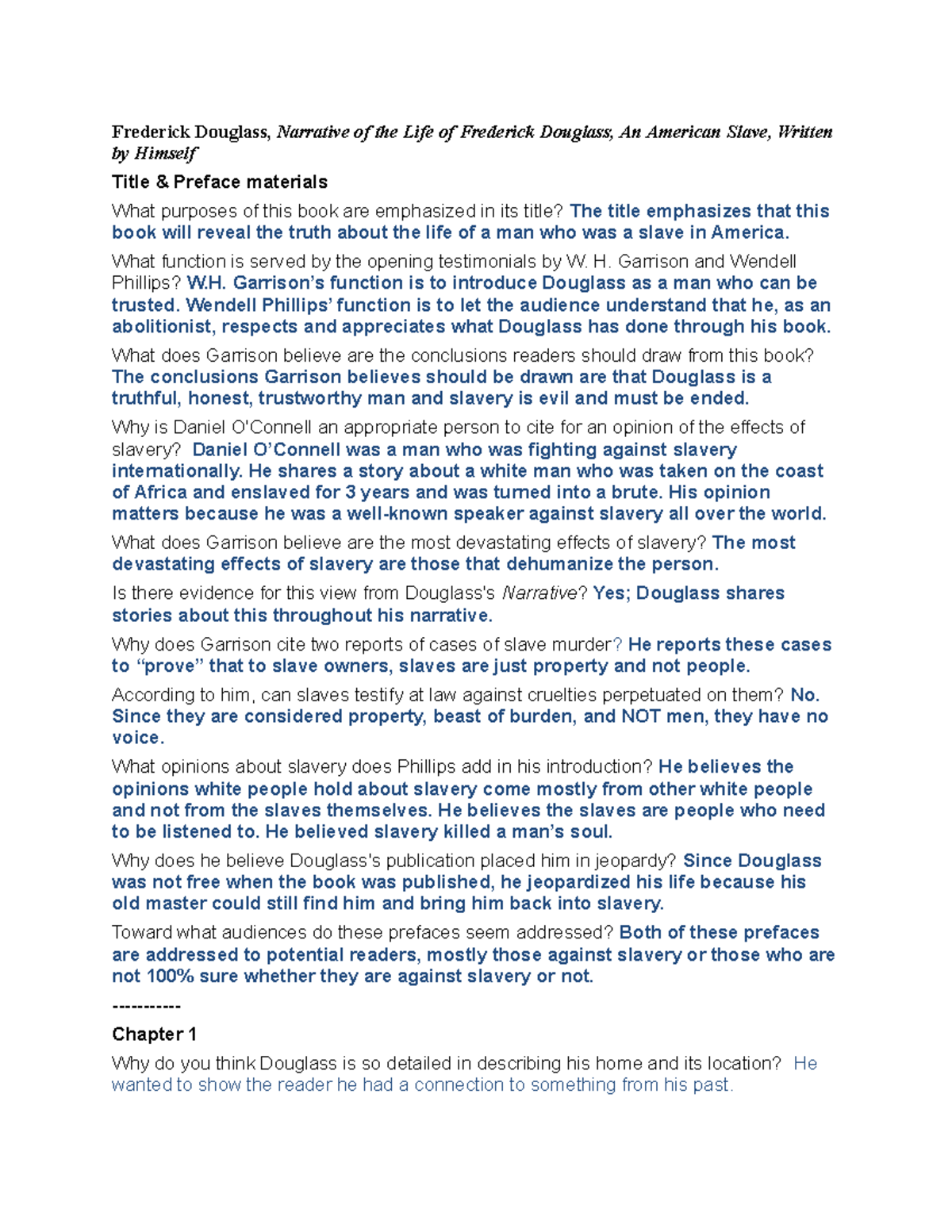 Frederick douglass study guide w answers - Frederick Douglass ...